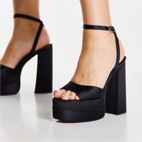 ASOS | Shoes | Asos Satin Platform Chunky Heels Size 8 | Poshmark